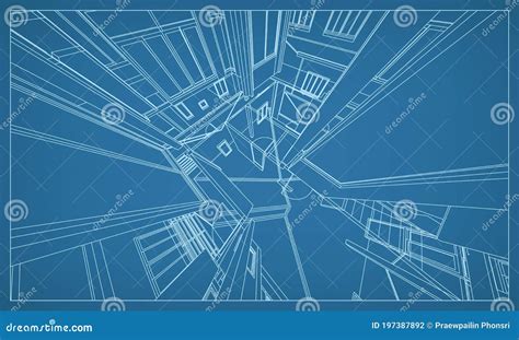 3d Perspective Render Of Building Wireframe Structure Abstract Construction Graphic Idea