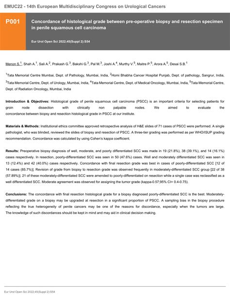 Pdf Concordance Of Histological Grade Between Pre Operative Biopsy