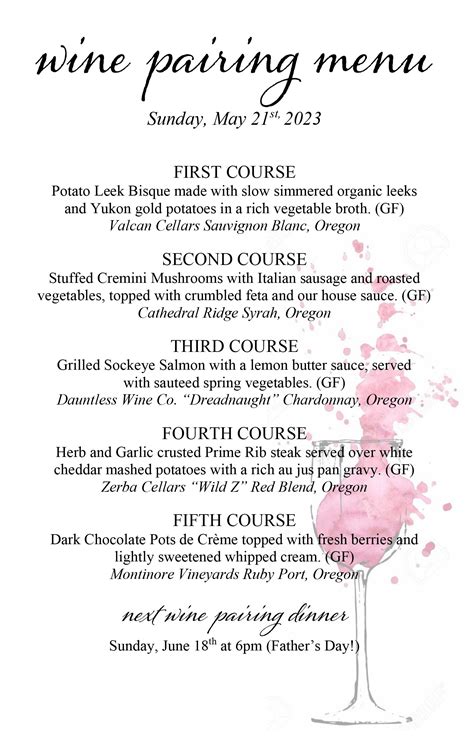 Oregon Wine Pairing Dinner — Out Aza Blue