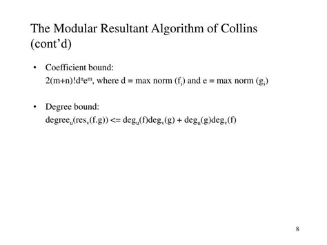 Ppt On Collins Modular Algorithm For Computing Resultant Powerpoint