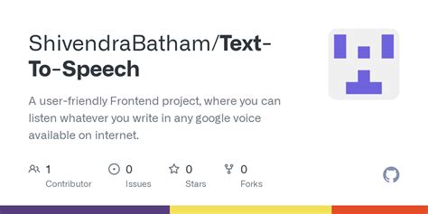Github Shivendrabatham Text To Speech A User Friendly Frontend