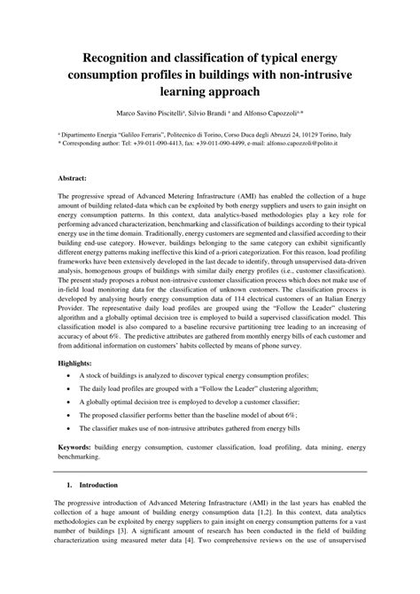 Pdf Recognition And Classification Of Typical Load Profiles In Buildings With Non Intrusive