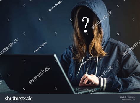 Anonymous Girl Hacker Programmer Uses Laptop Stock Photo Shutterstock