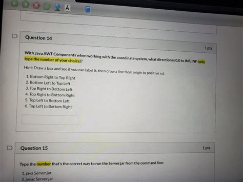 Solved EsĀ Question 14 1 Pts With Java Awt Components When