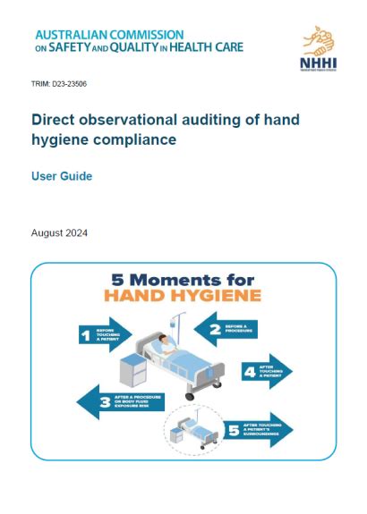 Nhhi Direct Observational Auditing Of Hand Hygiene Compliance User Guide Australian Commission