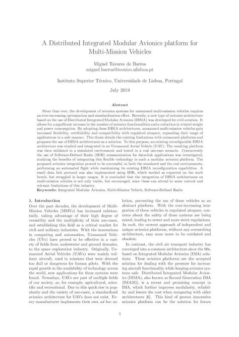 Pdf A Distributed Integrated Modular Avionics Platform For · Unique Avionics Platforms