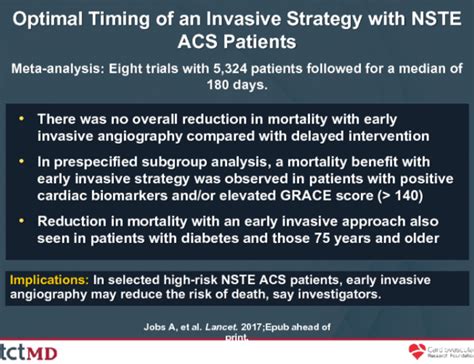 Optimal Timing Of An Invasive Strategy With Nste Acs Patients