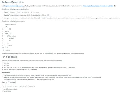 Solved Problem Description See Program Correctness Overview