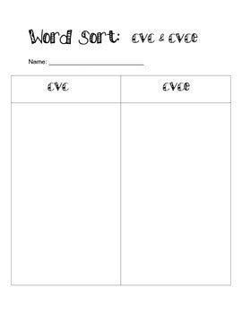 CVC CVCe Word Sort FREEBIE By Baier S Best Resources TPT