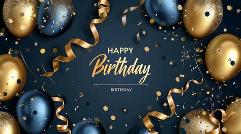 Роскошный шаблон поздравления с днем рождения с воздушным шаром Премиум Ai сгенерированное