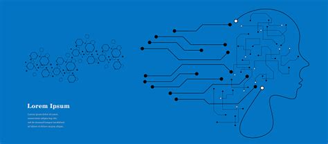 추상 검정 파란색 회로 기판 기하학적 기술 배경 Ai 인공 지능 얼굴 프로필 라인 건강관리와 의술에 대한 스톡 벡터 아트 및