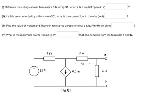Solved I Calculate The Voltage Across Terminals A B In Chegg Com