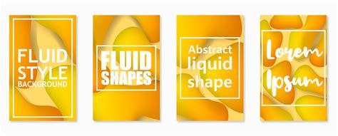 창조적 인 유체 스타일 포스터 세트입니다 노란색 배경에 동적 3d 모양 0명에 대한 스톡 벡터 아트 및 기타 이미지 0명 개체 그룹 구도 Istock