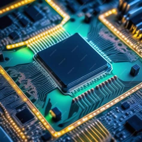 Premium Photo Integrated Microchip Circuit Board For Server Central Computer Processor