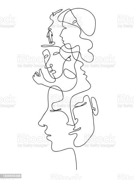 연속 핸드 드로잉 스타일 아트 흑백 수직 추상화 구성 사람들 포스트와 우주 비행사 로켓 예술 패턴 남자와 공간 개념 현대 원 라인 아트 와이어 디자인 라인아트에 대한 스톡