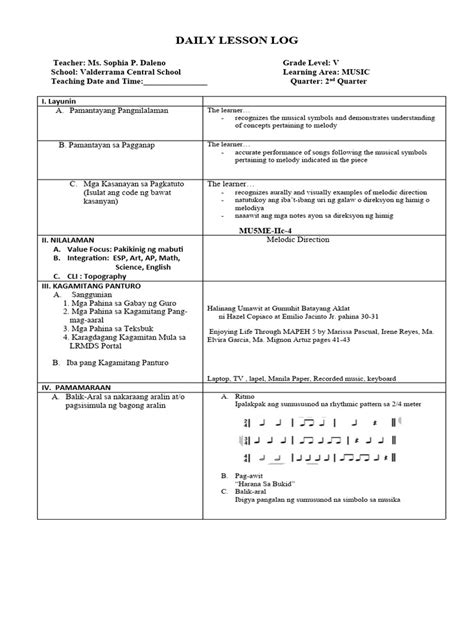 Lesson Plan Music Pdf
