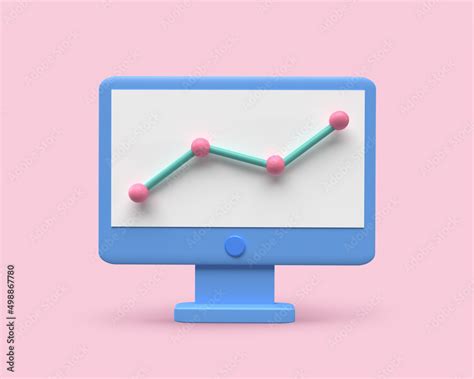 Line Graph On Computer Monitor For Web Analytics D Illustration Stock Illustration Adobe Stock