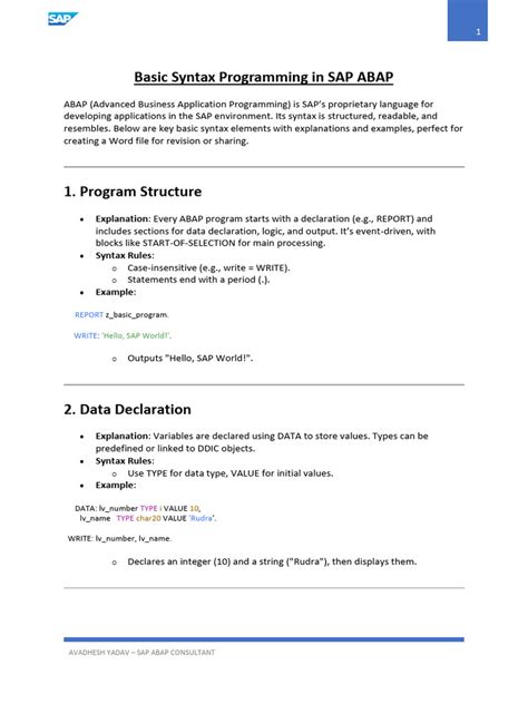Sap Abap Basic Syntax Programming For Beginners Pdf Data Type