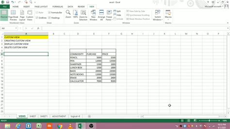 Ms Excel Custom View Youtube