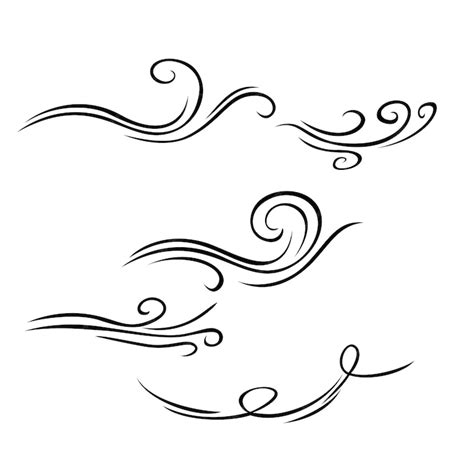 바람 불어 아이콘 디자인 일러스트 레이 션의 집합입니다 공기 흐름 기호 및 기호 프리미엄 벡터