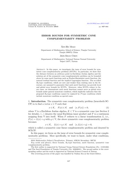 pdf error bounds for symmetric cone complementarity problems