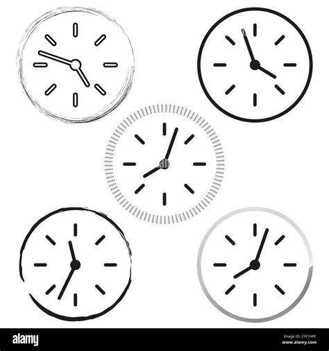 Clock Face Icons Minimalist Time Symbols Circular Clock Outlines Vector Watch Illustrations