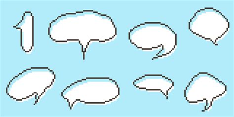 Pixel Speech Bubble Collection Chart Dialogue Boxes Retro Game 8 Bit Line Text Box Yellow