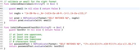 Iosswift Validate Email And Password Format