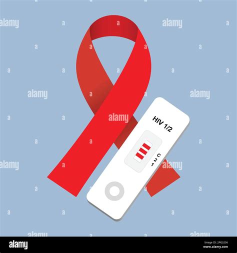 Red Ribbon With Hiv Test Hiv Awareness Concept Stock Vector Image