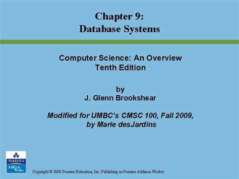 Chapter 9 Database Systems Computer Science An Overview