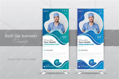의료 Standee 롤 배너 서식 파일 디자인 프리미엄 벡터