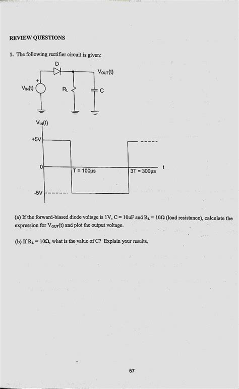 Solved The Following Rectifier Circuit Is Given If The Chegg