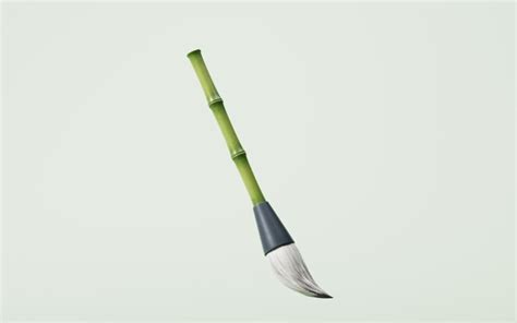 Premium Photo Chinese Green Bamboo Brush 3d Rendering