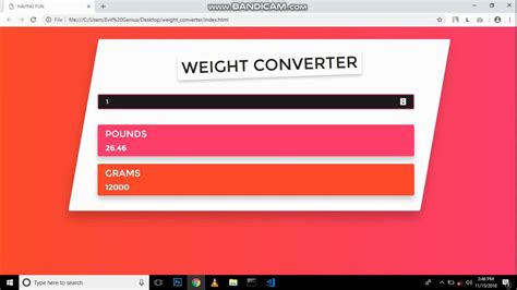 Simple Weight Converter App With Javascript Html And Css Youtube