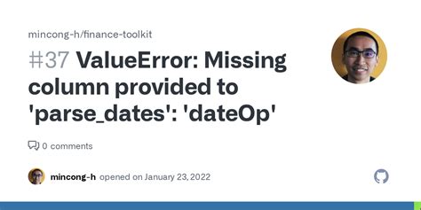 ValueError Missing Column Provided To Parse Dates DateOp Issue