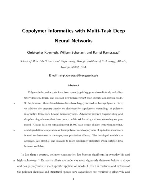 Pdf Copolymer Informatics With Multi Task Deep Neural Networks