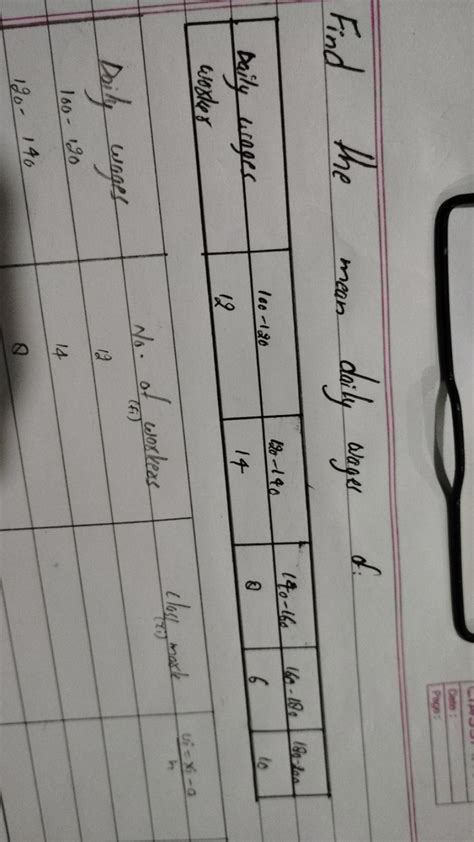 Find The Mean Daily A Wages Of Begin{tabular} { L L L L L L