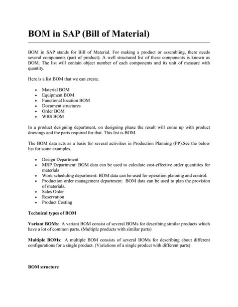 Bom In Sap Docx