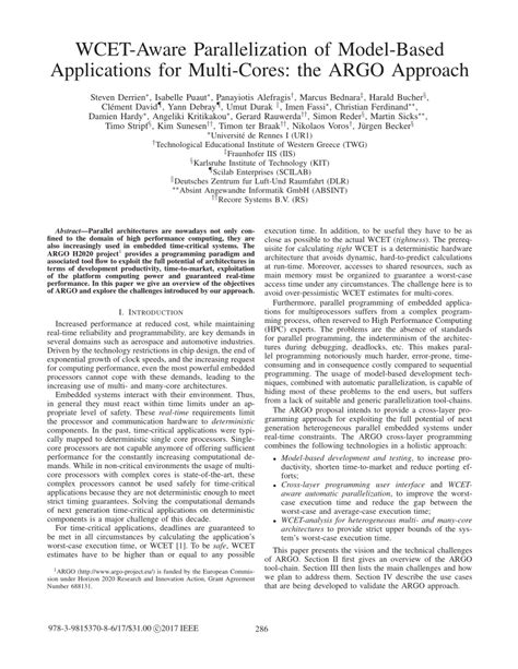 Pdf Wcet Aware Parallelization Of Model Based Applications For Multi Cores The Argo Approach