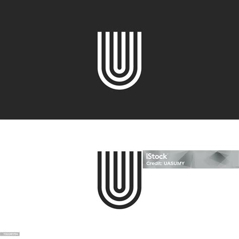 이니셜 힙 스 터 레터 U 로고 모노 그램 말굽 모양 흑백 세트 마크 Uuu 명함 부드러운 선 스타일 타이포 그래피 디자인 요소 로고에 대한 스톡 벡터 아트 및 기타 이미지