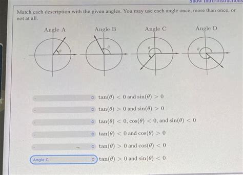 Solved Match Each Description With The Given Angles You May Chegg