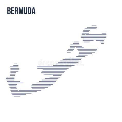 Vector Abstract Hatched Map Of Bermuda With Horizontal Lines Isolated On A White Background