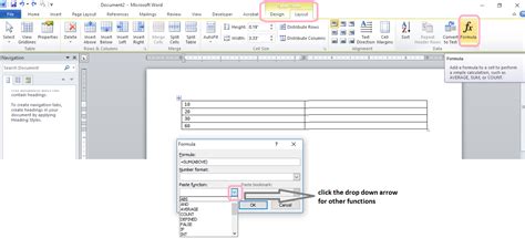 Word Calculate Values In Table