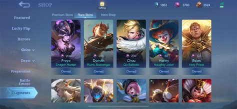 Rare Fragments Shop Update Rmobilelegendsgame