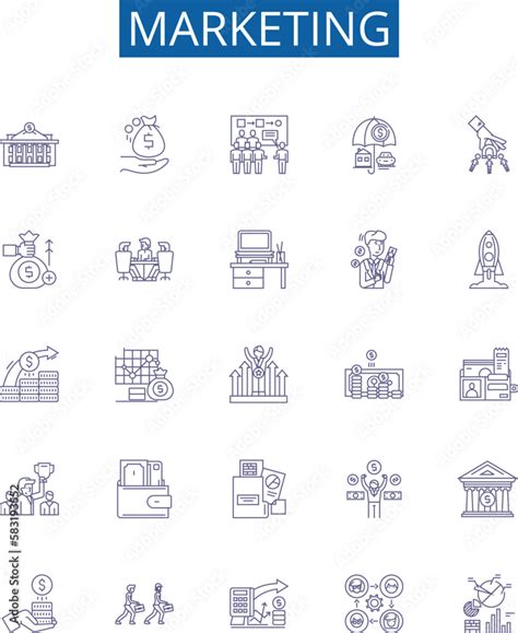 Marketing Line Icons Signs Set Design Collection Of Advertising Promotion Selling Branding