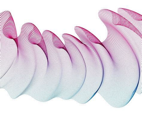 3d 입자 메쉬 배열 흐르는 음파 바람에 투명한 얇은 명주 그물 직물 라운드 포인트 벡터 효과 그림입니다 혼합 메쉬 차분한 편안한 벽지 프리미엄 벡터