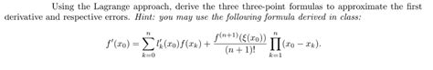 solved using the lagrange approach derive the three