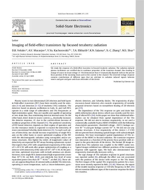 Pdf Imaging Of Field Effect Transistors By Focused Terahertz Radiation