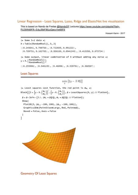 Least Squares Lasso Ridge And Elasticnet Pdf