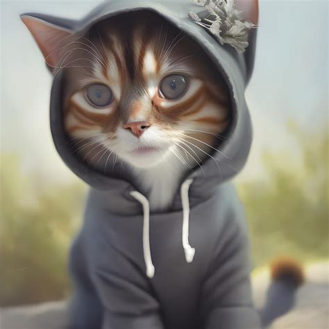 Adorable Cat In A Hoodie Digital Art By Cassie Peters Fine Art America